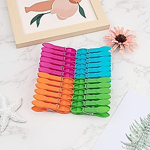 24Pcs Plastic Clothespins, Heavy Duty Laundry Clothespins, Air-Drying Clothing Pin Set, Towel Clips Clothes Pins Spring Clips, Beach Towel Clips