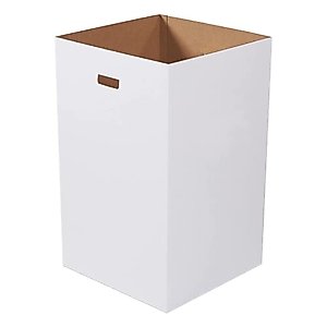 AVIDITI Cardboard Trash Cans and Recycling Bins, 40 Gallon 18"L x 18"W x 30"H 10-Pack | Reuseable and Disposeable Pop Up Garbage Boxes Container for Party, Parties, Recycle, Outdoor Events, White Box