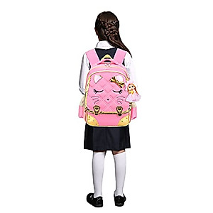 Cat Face Girls Backpack Kids School Bookbag for Students (Pink)