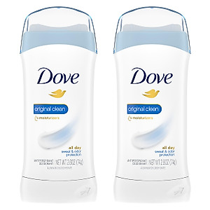 Dove Invisible Solid Antiperspirant Deodorant Stick for Women, Original Clean, For All Day Underarm Sweat and Odor Protection 2.6 oz 2 Count
