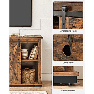 VASAGLE TV Stand with Storage and Sliding Barn Doors for 60-Inch Televisions, Entertainment Center Console, 53.9”, Rustic Brown