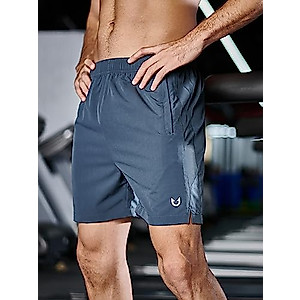 NORTHYARD Men's Running Athletic Shorts 5''/7'' Workout Gym Tennis Quick Dry Short for Active Training with Pockets COOLGREY-XL