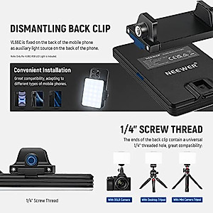 NEEWER RGB LED Light for Phone with Phone Holder & Light Clip, Dimmable CRI 97+ 3 Modes Phone Light, Built in 2000mAh Battery for Tablet/Laptop/Video Conference/TikTok/Selfie/Vlog/Live Stream, VL66C