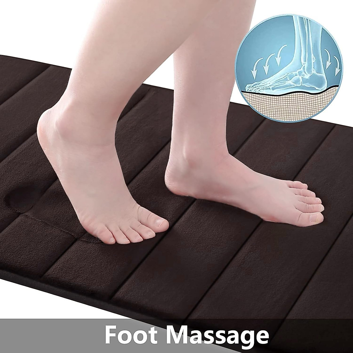 Buganda Memory Foam 3 Pieces Bathroom Rugs Set - Thick Soft Absorbent Non-Slip Bath Mats, Washable Small/Large/Contour Bath Rugs (24" x 16" + 30" x 20" + 24" x 20", Coffee)