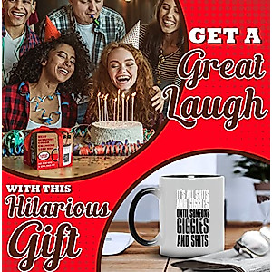 GR8AM Text Revealing Tea Cup 12oz - It's All Shits and Gigles - Funny Coffee Mug for Men & Cute Coffee Cups for Women. Best Big Coffee Cups for Stocking Stuffers or Cute Gifts for Women