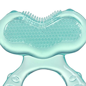 Nuby Silicone Teethe-EEZ Teether with Bristles, Includes Hygienic Case, Aqua (Pack of 1)