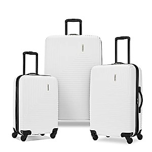 AMERICAN TOURISTER Groove Hardside Luggage with Spinner Wheels, White, 3-Piece Set (Carry On, Medium, Large)