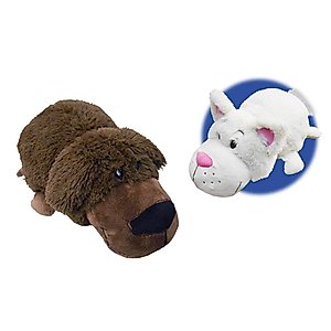 FlipaZoo 16 Pillow with 2 Sides of Fun for Everyone - Bradley Labrador/Rachel Cat