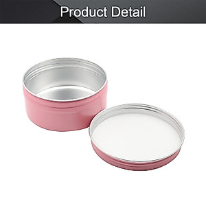 Fielect 6 Pcs Aluminum Round Cans with Lid, 5 Oz Metal Tins Food Candle Containers with Screw Tops for Crafts, Food Storage, DIY Pink 150ml