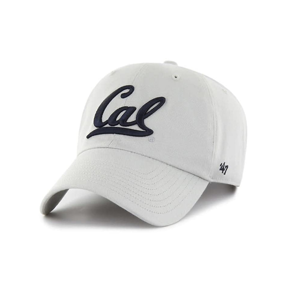 '47 Cal Hat (UC Berkeley Golden Bears) Mens Womens Clean Up Adjustable Cap, Gray, Navy Blue Logo, One Size