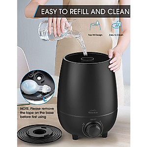 Humidifiers for Bedroom Large Room, Humidifier for Plants, Quiet Top Fill Ultrasonic, Cool Mist Air Humidifier for Baby, Home, Office, Nursery(0.79Gal/3L)