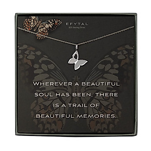 EFYTAL Condolence Gifts, 925 Sterling Silver Butterfly Necklace in Remembrance, Sympathy Gift for Passing of Loved One, Condolences Jewelry for Her