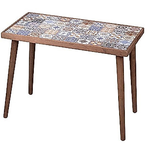 Comfyt Coffee Table, Side Table, End Table, Nightstand Nesting Table Bedside Table Accent Table Home Essentials Wood Tiled Top Rustic Table Ceramic Tiles Mexican Tile Table