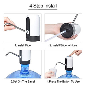 Water Pump for 5 Gallon Jug, CHIVENIDO Drinking Water Pump Water Jug Dispenser USB Charging Water Dispenser Pump with Non Spill Caps for Universal 2-5 Gallon Bottle