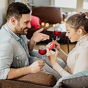 Mezchi Set of 4 Rose Cocktail Glass, Flower Red Wine Glass, Crystal Clear Rose Goblet Glasses, Stem Champagne Flutes Drinkware for Mother's Day Gift, Wedding, Party, Dinner, Birthday