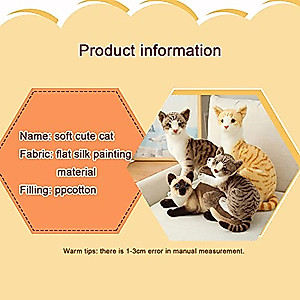 GUDVES Siamese Cat Stuffed Animal, Shorthair Cat Realistic Plush Cat Stuffed Toys, Gift for Kids 12inches (A)