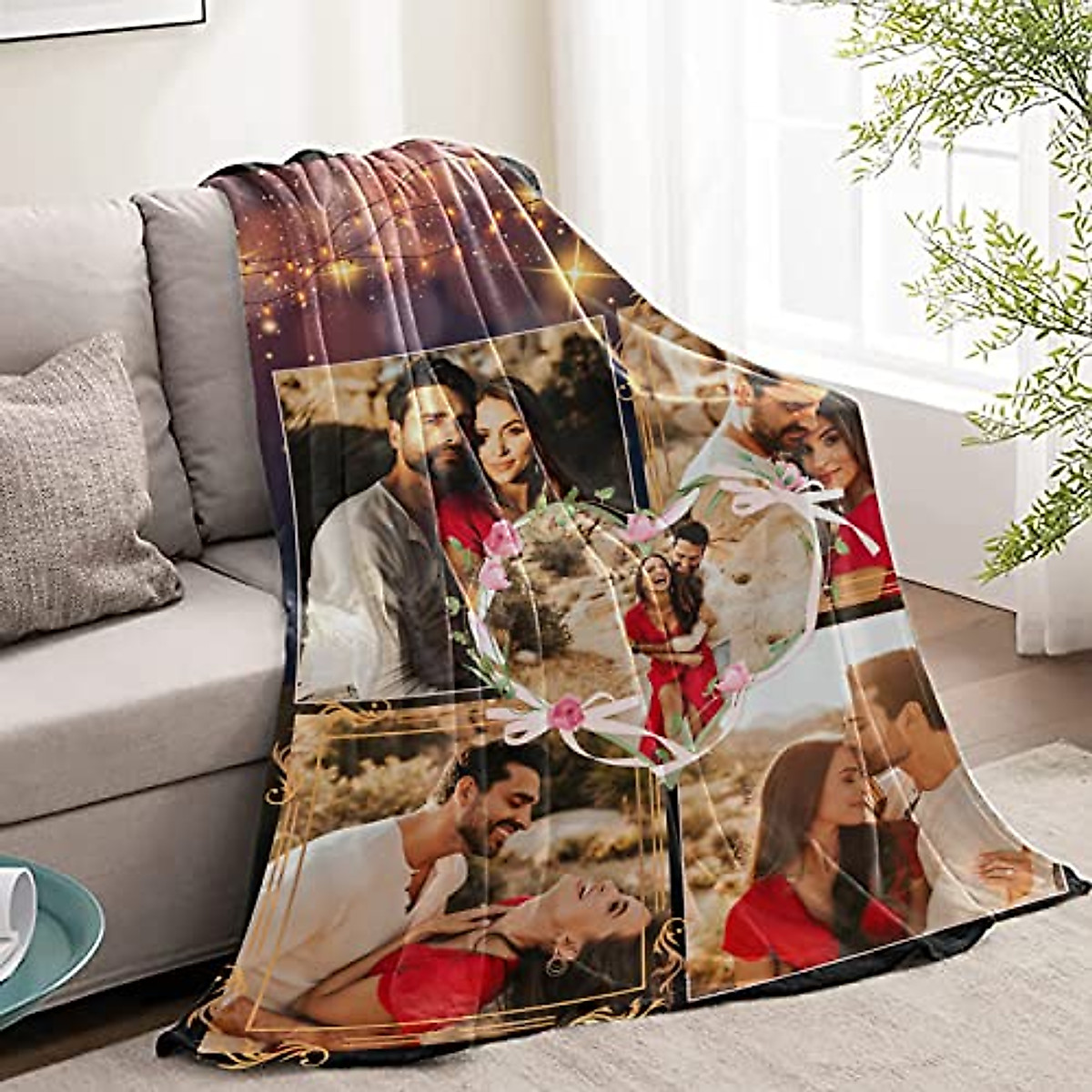 4FunGift Custom Blanket with Photos Text Fleece Throw Customized Personalized Gift for Couple Friends Family Baby Pet Birthday Christmas Valentines Mother Father Wedding Anniversary Day- 30"x 40"