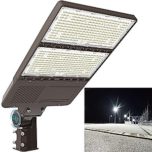 320W LED Parking Lot Light, UL listed 44800Lm 5000K IP65 Commercial Street Lights Outdoor Area lighting with Dusk to Dawn Photocell 100-277V Shoebox Lights for Roadway, Sports Fields (Slip fitter)