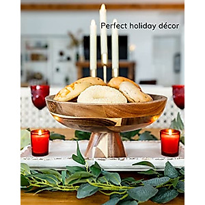 MOXY BARE Wooden Fruit Bowl for Kitchen Counter | Wood Bowl for Décor | Decorative Pedestal Bowl for Dinning Table Centerpiece | Wood Bowl for Coffee Table & Holiday Décor | Acacia Wood