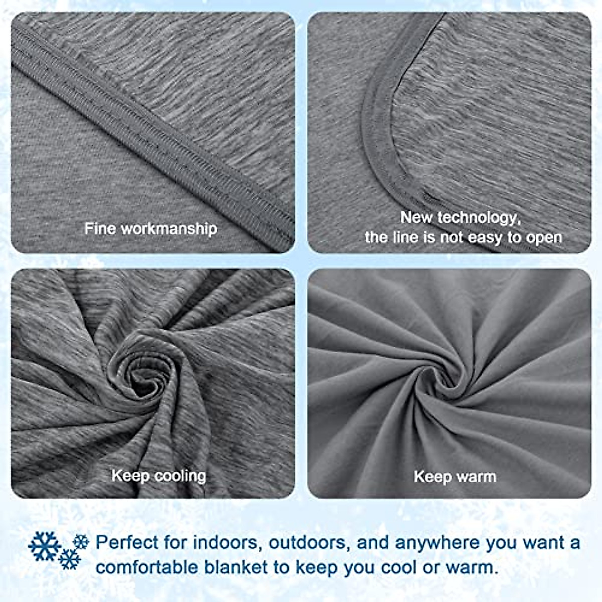 CHOSHOME Cooling Blanket for Hot Sleepers Lightweight Summer Cold Thin Blankets for Sleeping, Hot Flashes Night Sweats, Soft Blanket for Bed, Throw Size, Gray