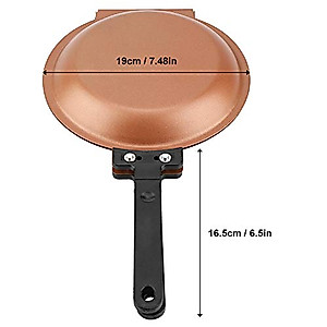 Myasrelae Pancake Maker, Dishwasher Safe Specialty Anthracite Nonstick Copper Double Pan Omelette Pan Flip Pan for Home Kitchen (Brown)