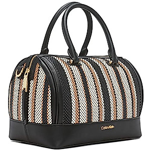 Calvin Klein Ashley Barrel Satchel, Doe Multi Woven