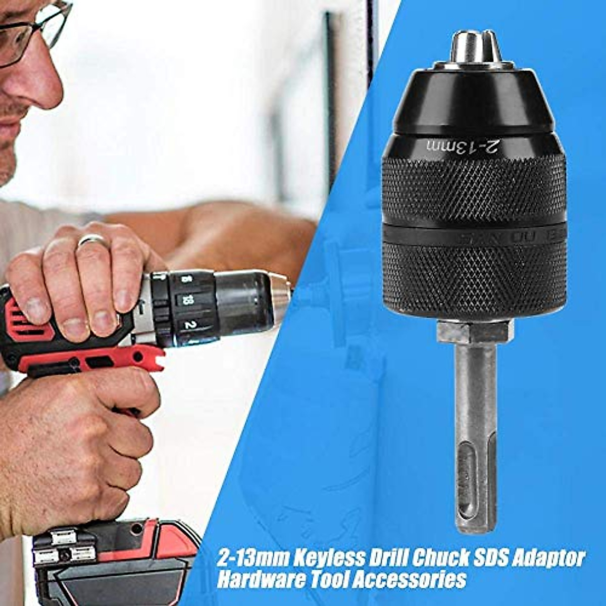 YWBL-WH 2-13mm Keyless Drill Chuck Self-tig htening Lathe Drill Chuck Converter with SDS Adapter Accessories
