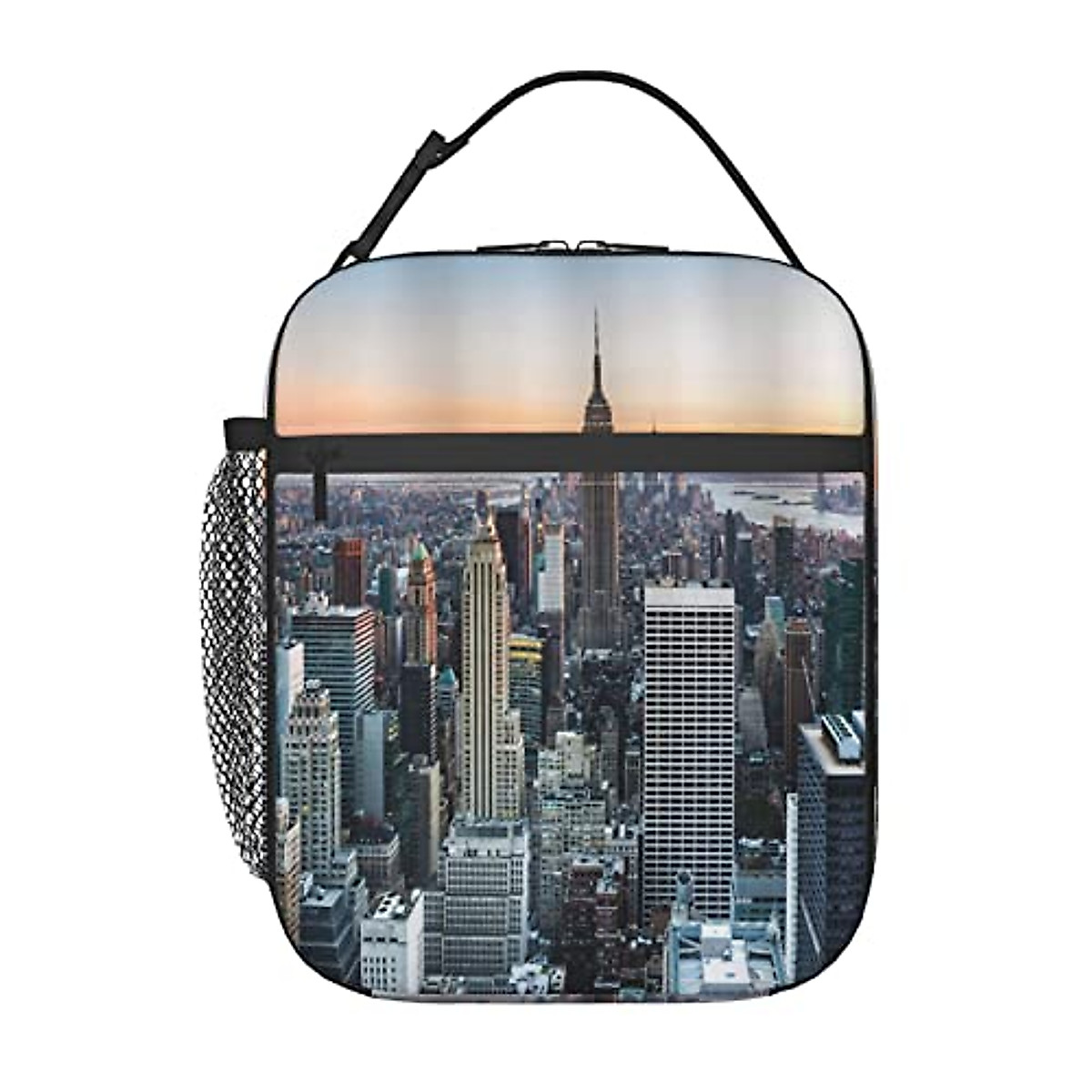 Rportable Lunch Bag For Women/Men Insulated,New York City Manhattan Cityscape Contemporary Artistic Sunset La,Insulatedreusable Lunch Box For Office Work School Picnic Beach,Leakproof Cooler Tote Bag