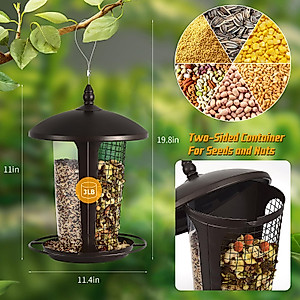 Tyndall Space Time Wild Bird Feeder for Outside, with Double Layer Squirrel Proof Large Hanging Metal Bird Feeders, Garden Yard Outdoors Decoration, 3Lbs Bird Seed Capacity