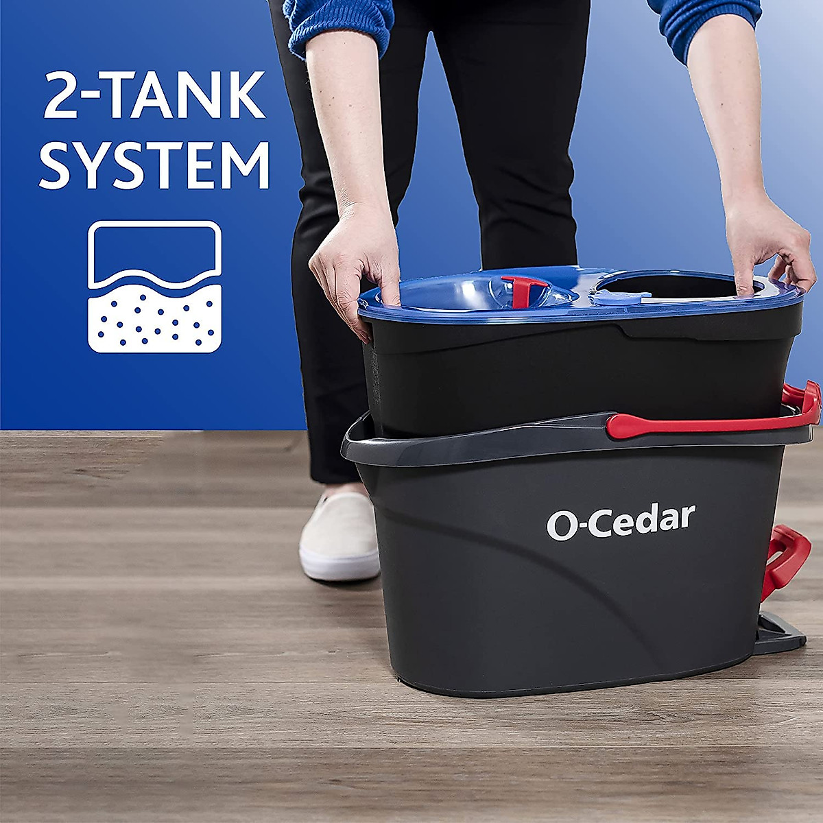 O-Cedar EasyWring RinseClean Microfiber Spin Mop & Bucket Floor Cleaning System with 4 Extra Refills,
