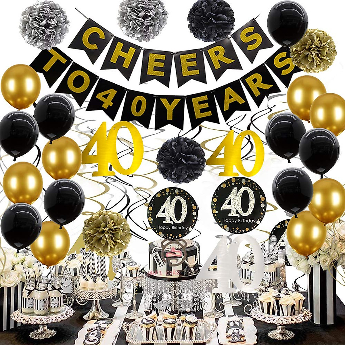 NORTHERN BROTHERS 40th Birthday Decorations Men 40th Birthday Party Decorations Cheers to 40 Years