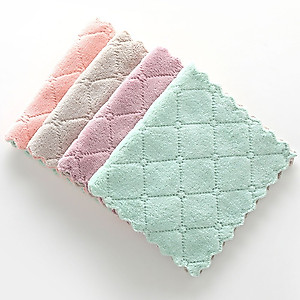 Eme-rald Kitchen Cloth Dish Towels, Premium Dishcloths, Super Absorbent Coral Velvet Dishtowels, Nonstick Oil Washable Fast Drying Double-Sided Dish Towel, Used for Table Chair Dish Glass (Green)