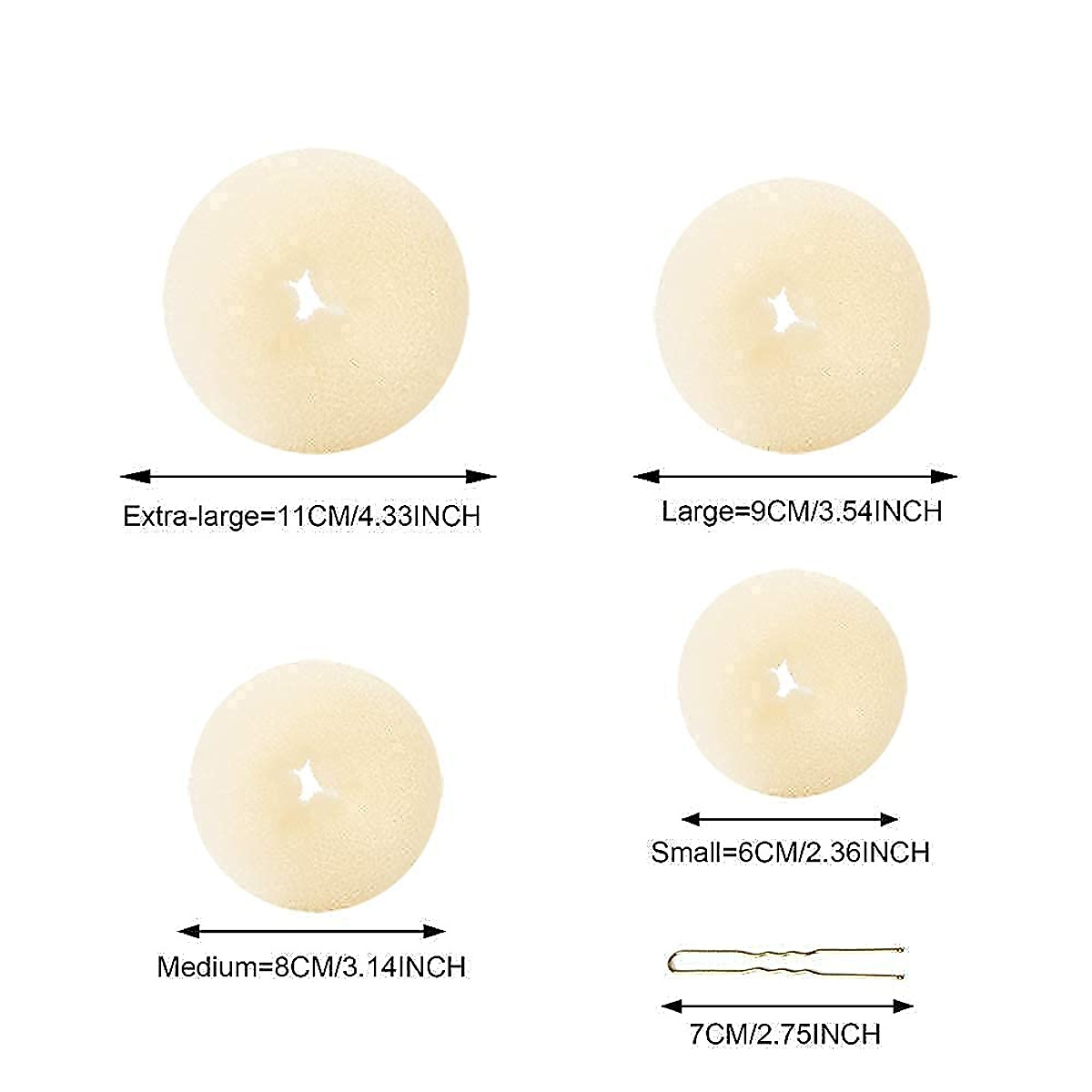 Hair Bun Maker,Donut Bun Maker Ring Style Hair bun maker set with 18 Bobby Pins &10 Elastic hair tie bands&8 Bun For Chignon Hair Styles (2 Small 2 Medium 2 Large 2 Extra-large) (Blonde)