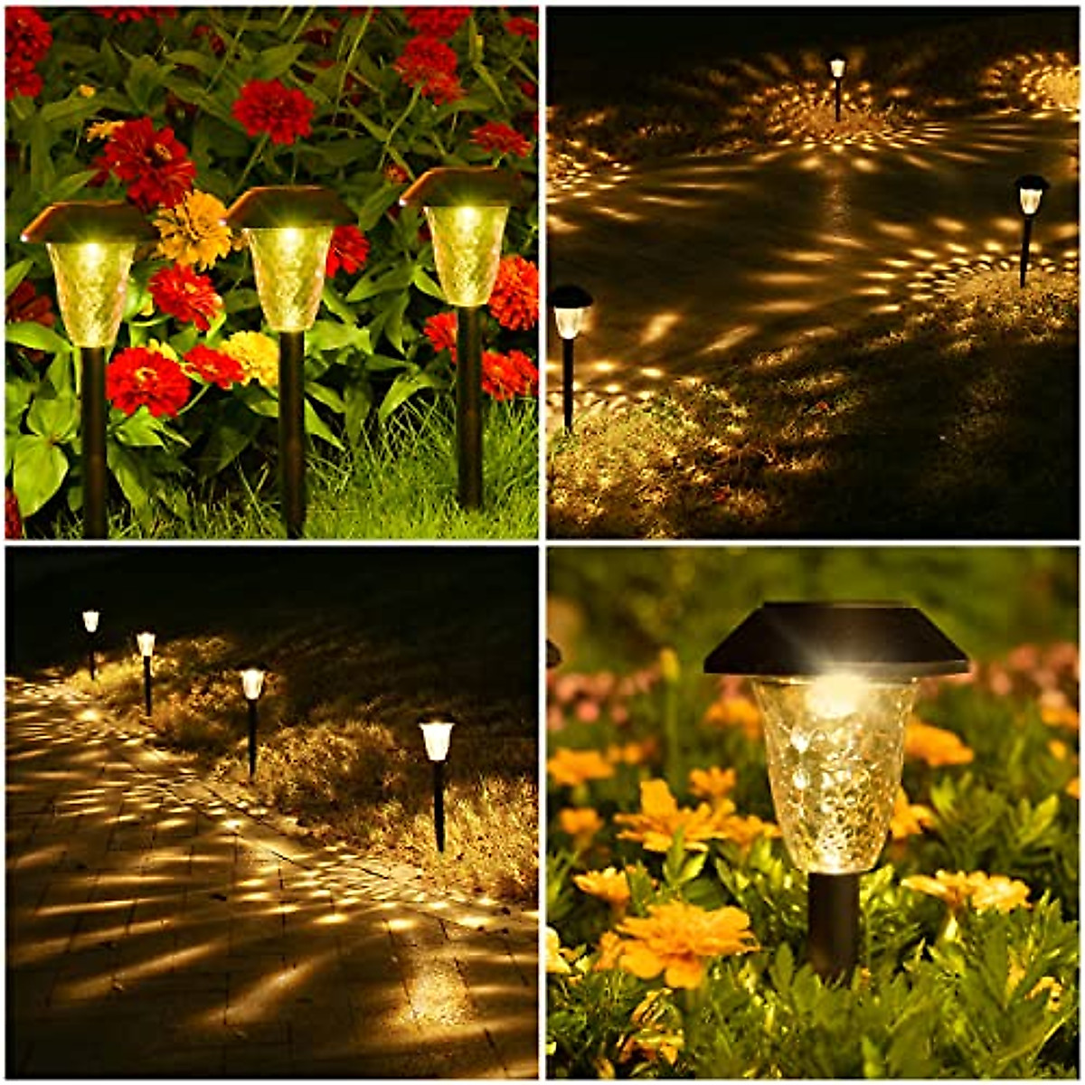 Gisanty Solar Pathway Lights, 12 Pack Solar Garden Lights，IP44 Solar Outdoor Waterproof Lights Cold White Light Auto ON/Off Solar Powered Landscape Lights Decoration for Patio，Walkway，Yard，Driveway