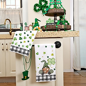 ARKENY St Patricks Day Gnome Green Shamrock Kitchen Towels Dish Towels St. Patrick's Day Decorations for Home Décor Ultra Absorbent Bar Drying Cloth 18x26 Inch Hand Towel for Cooking Set of 2