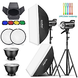 Godox 2 Pack SK400II 800Ws Photo Speedlite Studio Flash Strobe Monolight Bowens Mount Kit for Studio Shooting,Video Location and Portrait Photography with Softbox,Light Stand,Barn Door Kit,Reflector