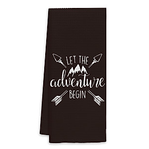 Let The Adventure Begin Camping Themed Kitchen Towels Dish Towels Hand Towels,Camping Kitchen Towels Dishcloths For Campers RV Trailer,Camping Gifts For Women Men Camper Her Him,Camping Lovers Gifts