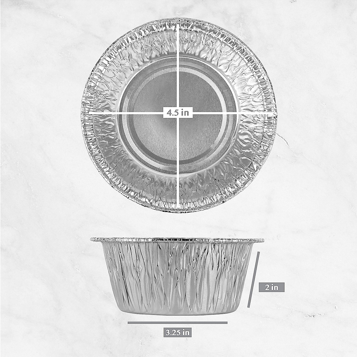 Plasticpro 4.5'' Inch Round Tin Foil Pans Disposable Aluminum, Freezer & Oven Safe Pack of 50