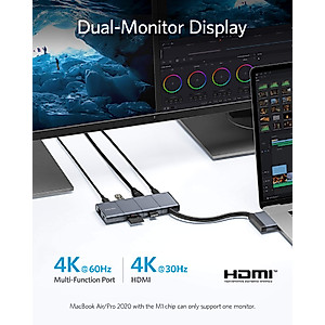 Anker USB C Hub for MacBook, PowerExpand 9-in-2 USB C Hub with 85W Power Delivery, 4K@30Hz HDMI, USB C Multi-Function Port, 2 USB-A 3.0 Ports, 1 Gbps Ethernet, 3.5 mm Audio, SD and microSD Card Reader