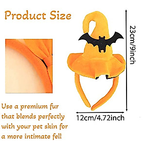 Pet Halloween Headband for Dogs Cats Black Bat Orange Hat Costume Dress Up Accessories for Medium Large Pet for Cosplay and Makeup