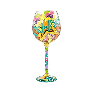 Enesco Designs by Lolita “Bling Celebrate” Hand-Painted Artisan Super Bling Wine Glass, 22 oz