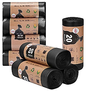FYY Trash Bag, 8 Gallon 80 Count Garbage Bag Compostable 1.5 Mil Thickness Trash Bags Wastebasket Bin Liners for Home Bathroom Bedroom Kitchen Office (4 Rolls) Black