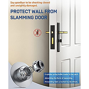 Door Stopper,Magnetic Door Stop,EUHOME 1 Pack Stainless Steel 201 Door Catch Holder,Magnetic Door Stopper,No Drill Doorstop with 3m Self Adhesive Tape,Screws for Wall & Floor Mount,Hold Door Open