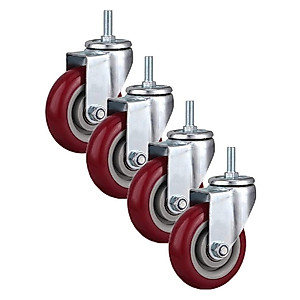 Moving Caster Wheels Heavy Duty Swivel Wheels For Furniture Trolley Wheels M12 Bolt Rubber Swivel Casters (4 Pieces)Furniture Casters Load 300kg,Heavy Duty Casters With Brakes,3/4/5in ( Color : Withou