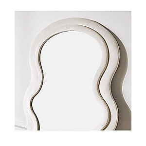 OGCAU Wavy Wall Mirror, 63"L x 24"W, White, Anti-rust, Shatterproof & Splash Proof, Modern or Contemporary, Bedroom Dressing Mirror