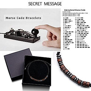 TAGOMEI To My Son Bracelet from Mom, I Love You Morse Code Bracelet with Engraved Wallet Card Graduation Gifts for Son Men Boys, Adjustable Handmade Mens Beaded Bracelets Birthday Anniversary Gift