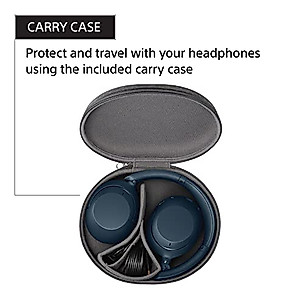 Sony WH-XB910N Extra BASS Noise Cancelling Headphones, Wireless Bluetooth Over The Ear Headset with Microphone and Alexa Voice Control, Blue (Amazon Exclusive) (Renewed)