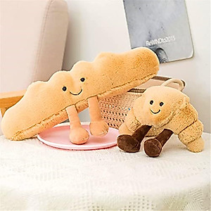 Croissant Plush Bread Pillow Toy, Food Plush Pillow Cute Plush Stuffed Animals Toy Funny Soft Food Plushies Toy for Gifts for Kids Birthday