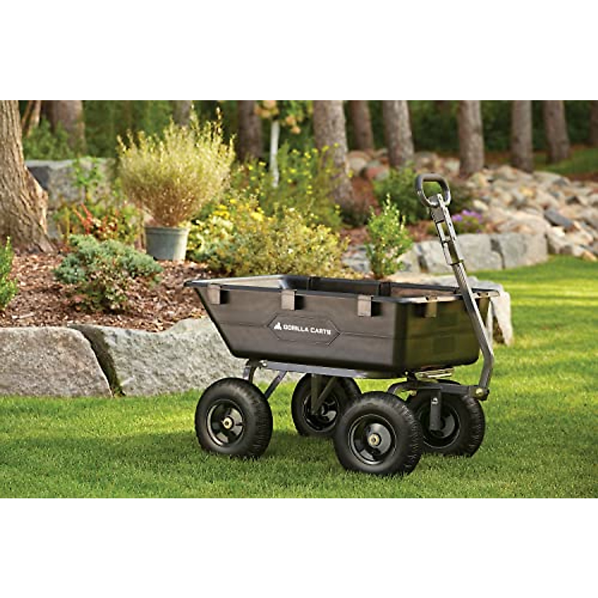 Gorilla Carts GOR6PS Poly Yard Dump Cart, Heavy-Duty Convertible 2-in-1 Handle, 1-(Pack), Black
