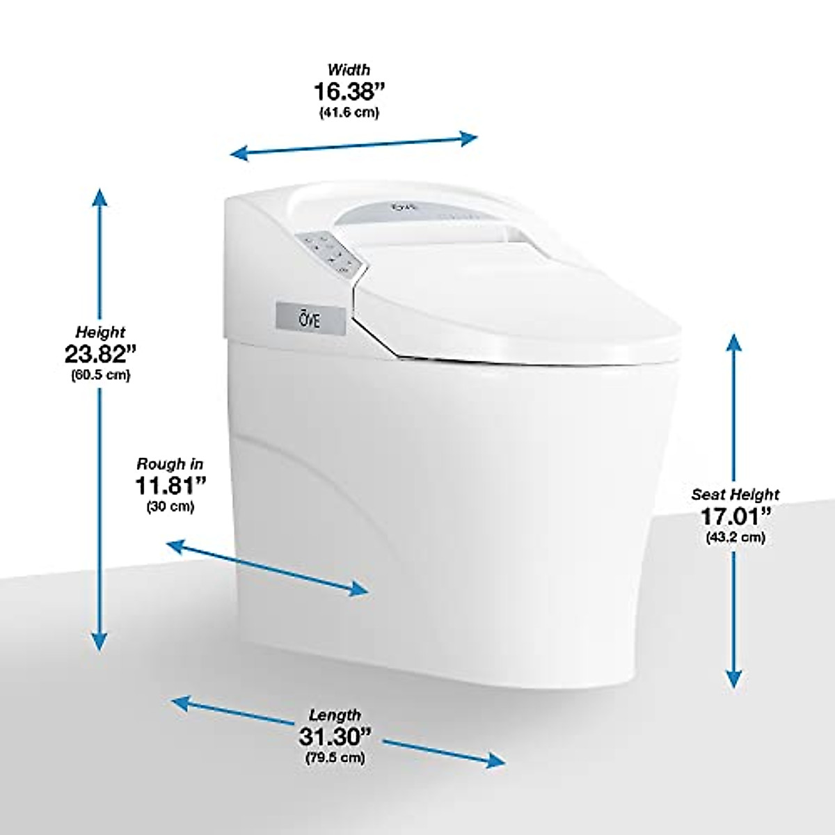 OVE Decors Yosemite Smart Toilet with Integrated Bidet Seat, Heated Seat with Auto Flush and Warm Water and Multi Function Remote Control, White